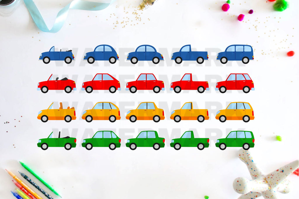 Cars Clip Arts Bundle, Car Graphic Set for Kids - So Fontsy