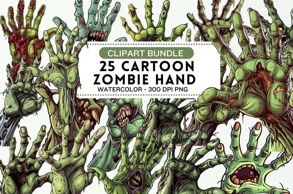 Cartoon Zombie Hand Clipart Bundle - So Fontsy