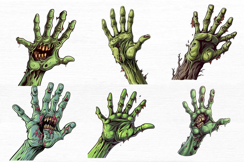 Cartoon Zombie Hand Clipart Bundle - So Fontsy
