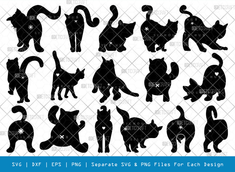 Cat Butt SVG, Cat Butt Silhouette, Pet Svg, Meow Svg, Kitty Cat Svg ...