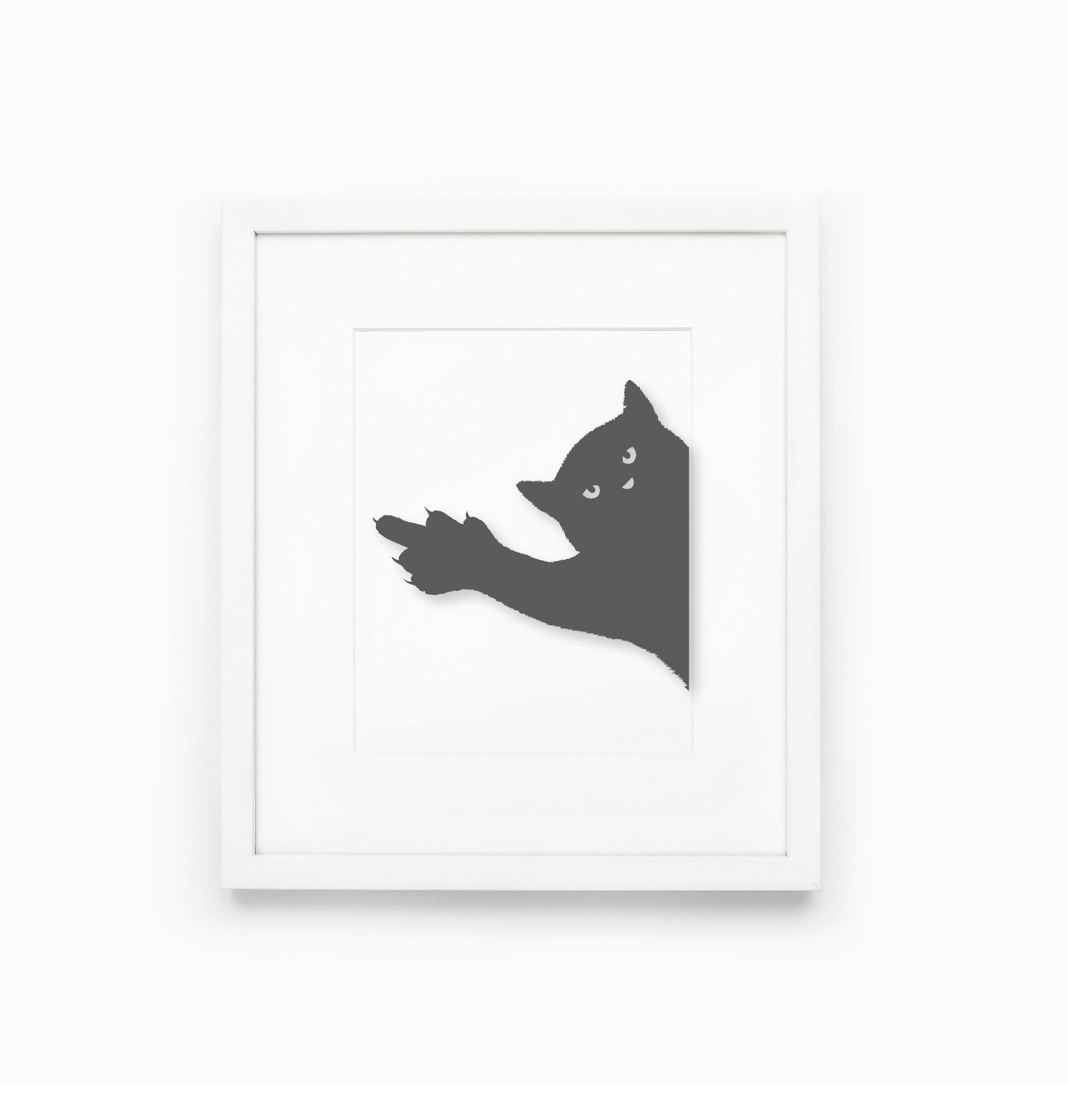 Cat Holding Up Middle Finger Cut File SVG - So Fontsy