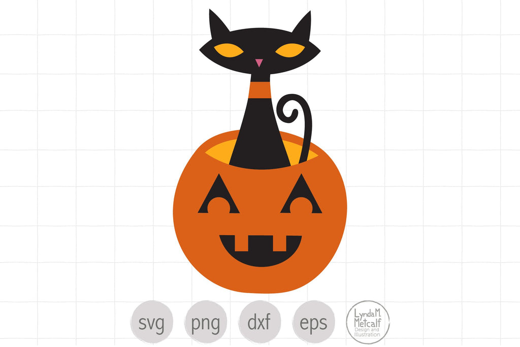 Cat in Jack-O-Lantern SVG for Halloween - So Fontsy