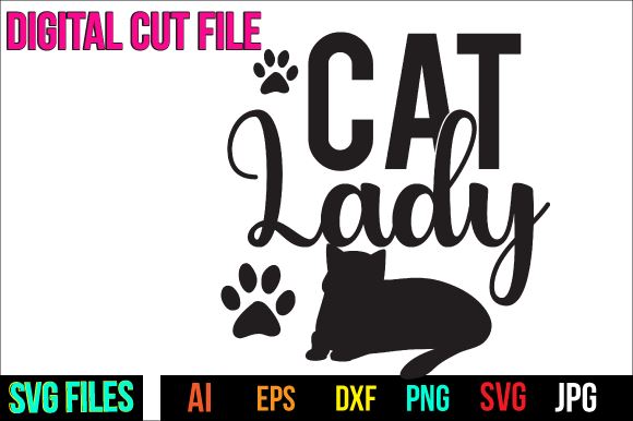 Cat Lady SVG Cut File - So Fontsy