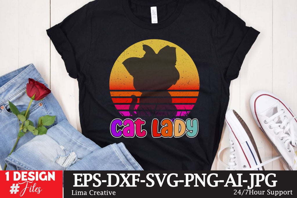 Cat Lady SVG Cute File - So Fontsy
