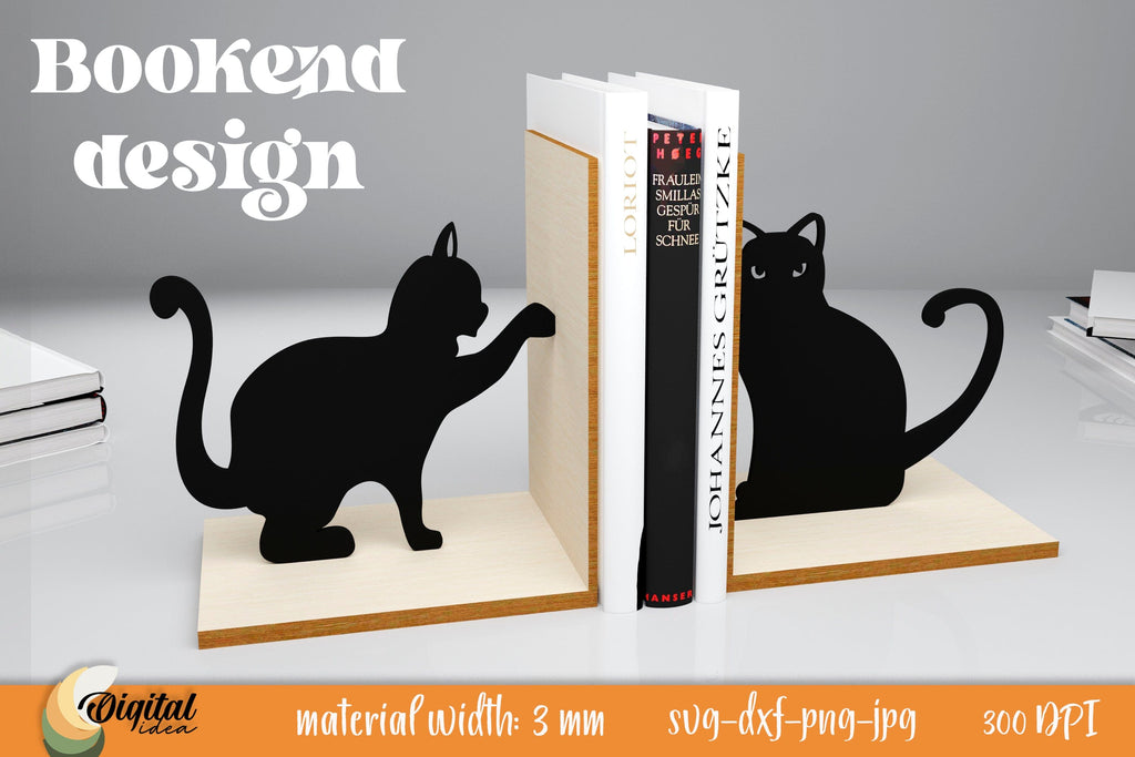 Cat Laser Cut. Bookend Laser Cut SVG Design - So Fontsy