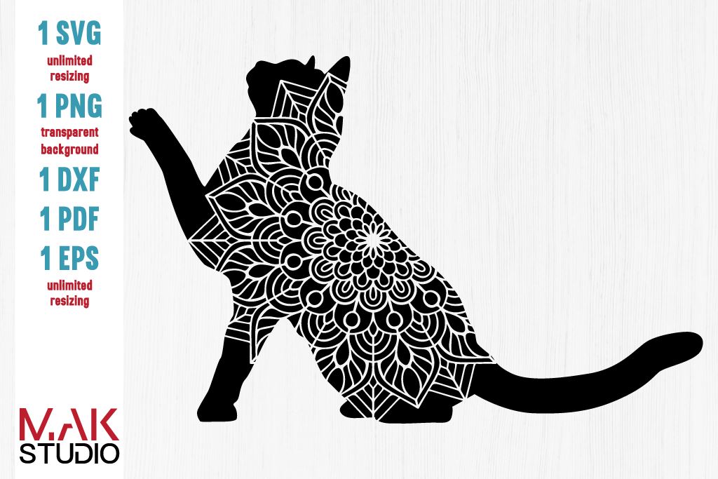 Cat mandala svg, Cat mandala svg file, Cat mandala dxf, Cat mandala cut ...