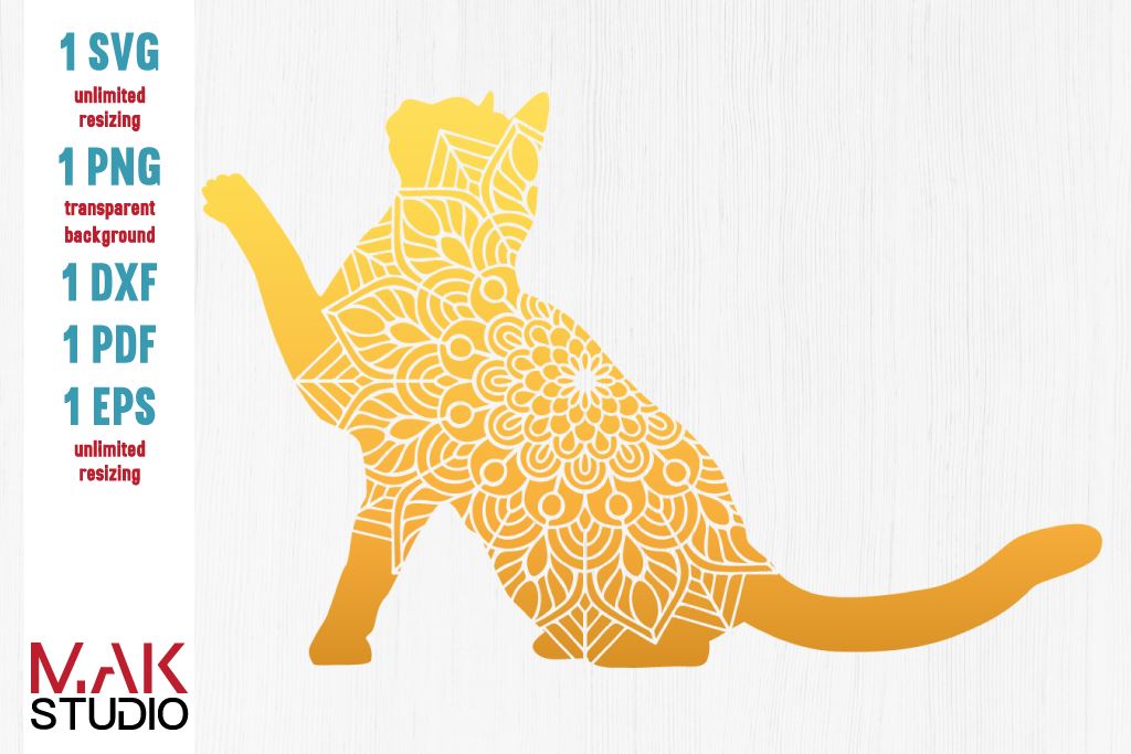 Cat mandala svg, Cat mandala svg file, Cat mandala dxf, Cat mandala cut ...