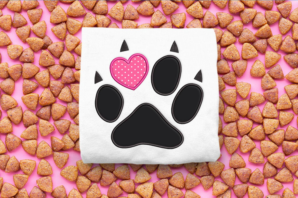Cat Paw with Heart Toe Applique Embroidery - So Fontsy