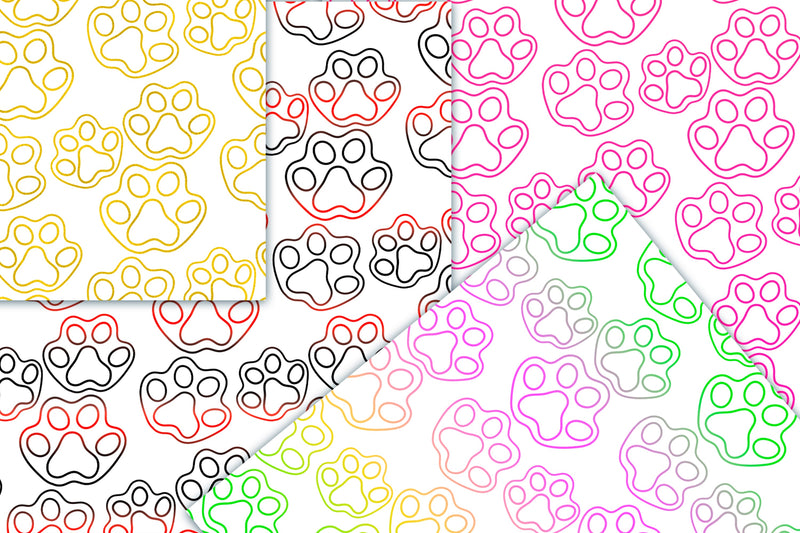 Cat paws white digital paper bundle | Animal digital paper - So Fontsy