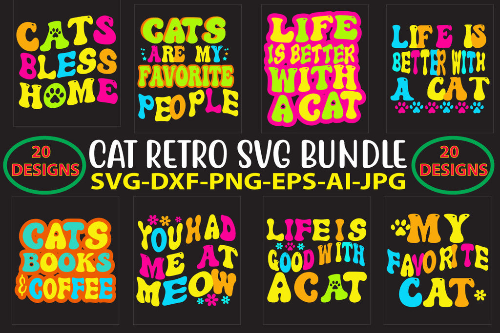 Cat Retro SVG Bundle - So Fontsy