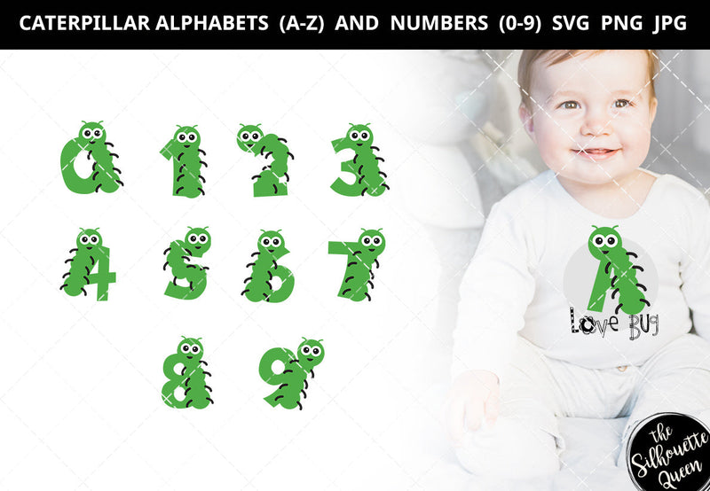 Caterpillar alphabet a-z svg, caterpillar number 0-9 svg, alphabet ...