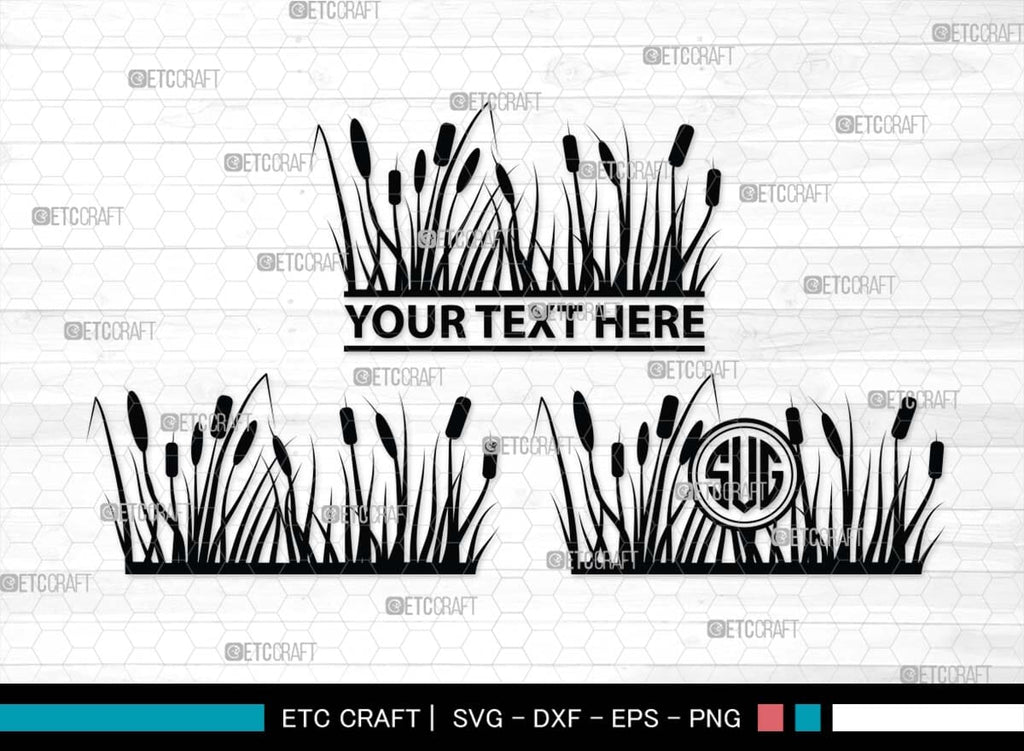 Cattail Monogram, Cattail Silhouette, Cattail SVG, Bulrush Plant Svg ...