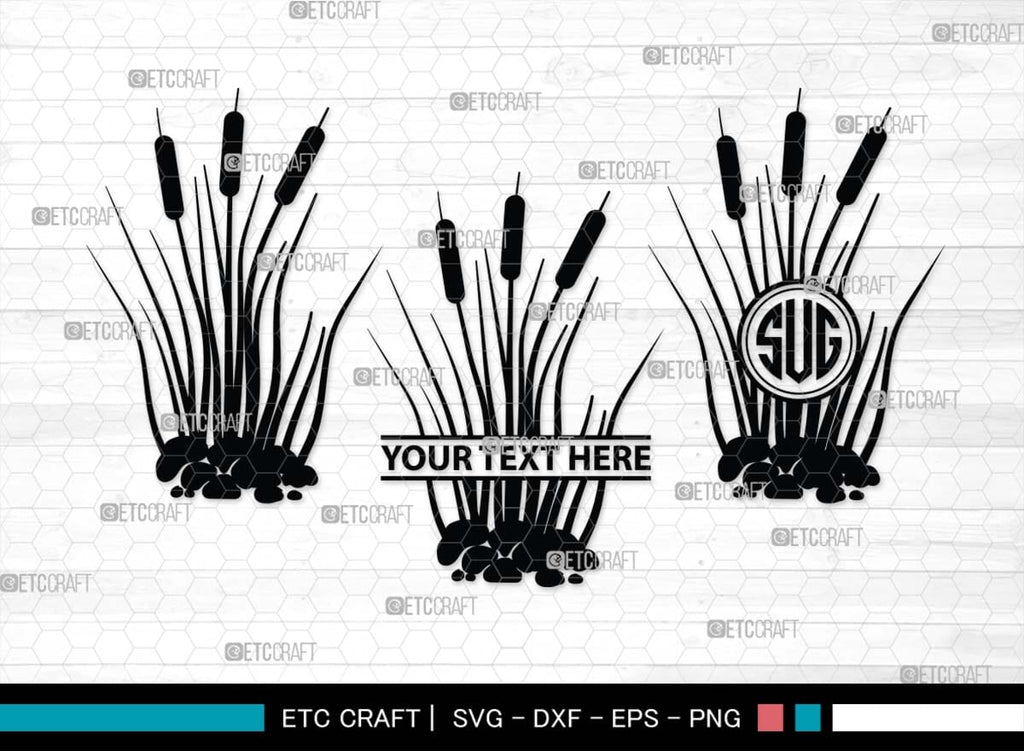 Cattail Monogram, Cattail Silhouette, Cattail SVG, Bulrush Plant Svg ...
