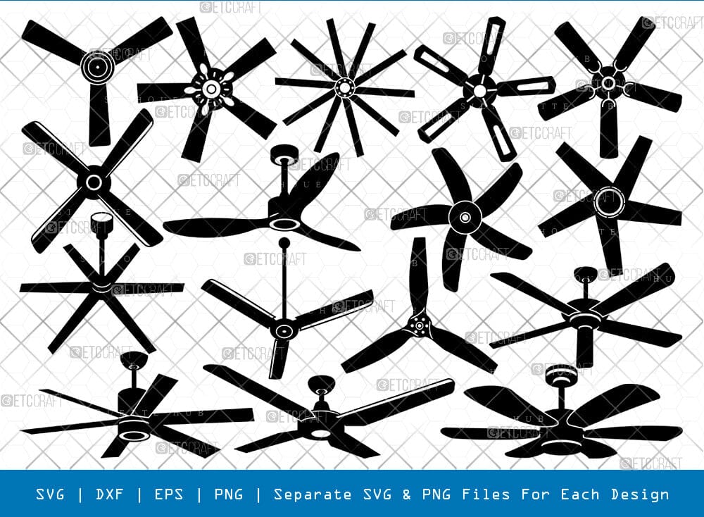 Ceiling Fan Silhouette, Ceiling Fan SVG, Electric Fan Svg, Fan Svg ...