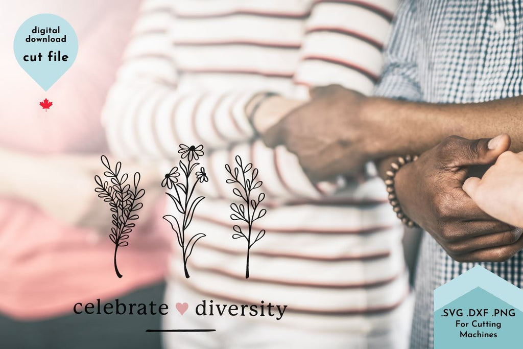 Celebrate Diversity with Hand Drawn Flowers SVG Cut File - So Fontsy