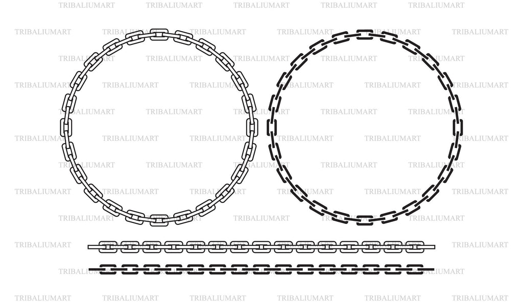 Chain frame (round). Cut files for Cricut. Clip Art silhouettes (eps ...