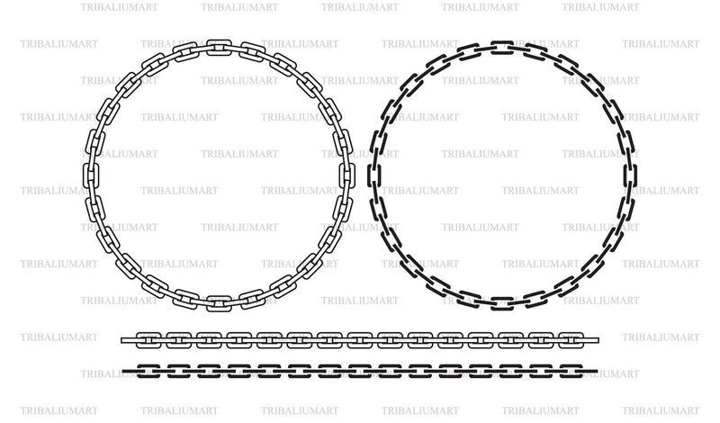 Chain frame (round). Cut files for Cricut. Clip Art silhouettes (eps ...