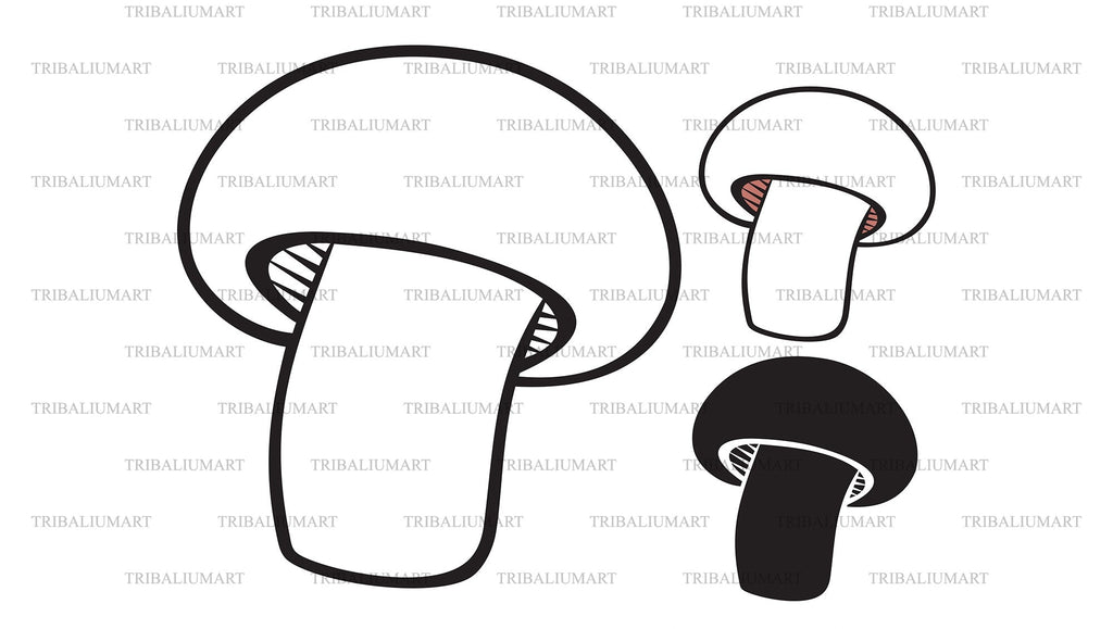 Champignon mushroom. Cut files for Cricut. Clip Art (eps, svg, pdf, png ...