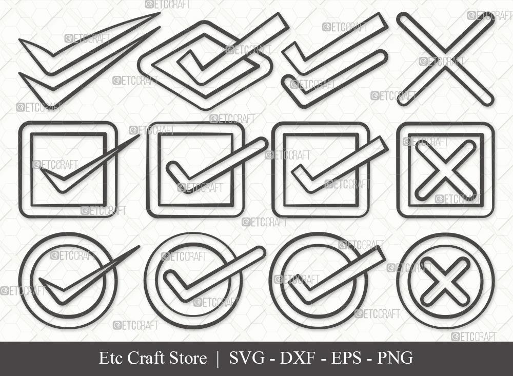Check Mark Outline SVG Cut File | Tick Mark Svg | Check Box Svg | Cross ...