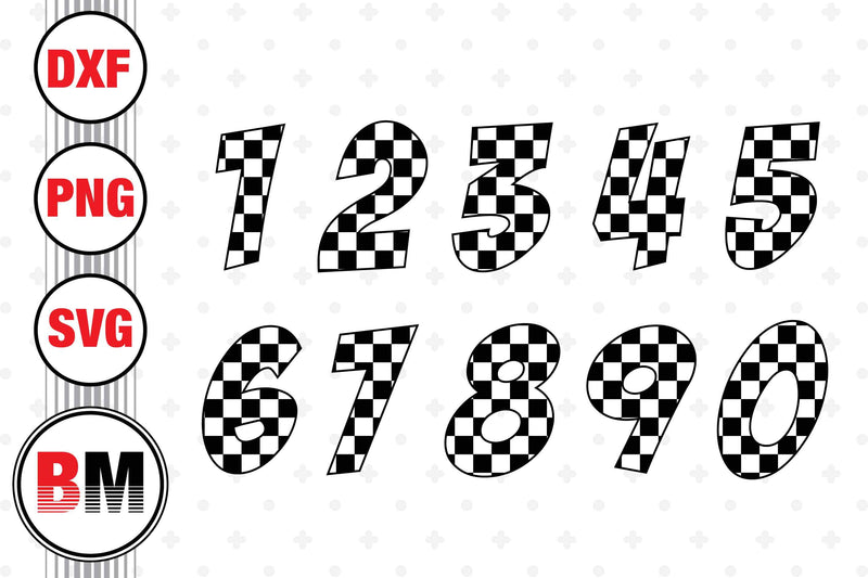 Checkered Numbers SVG, PNG, DXF Files - So Fontsy