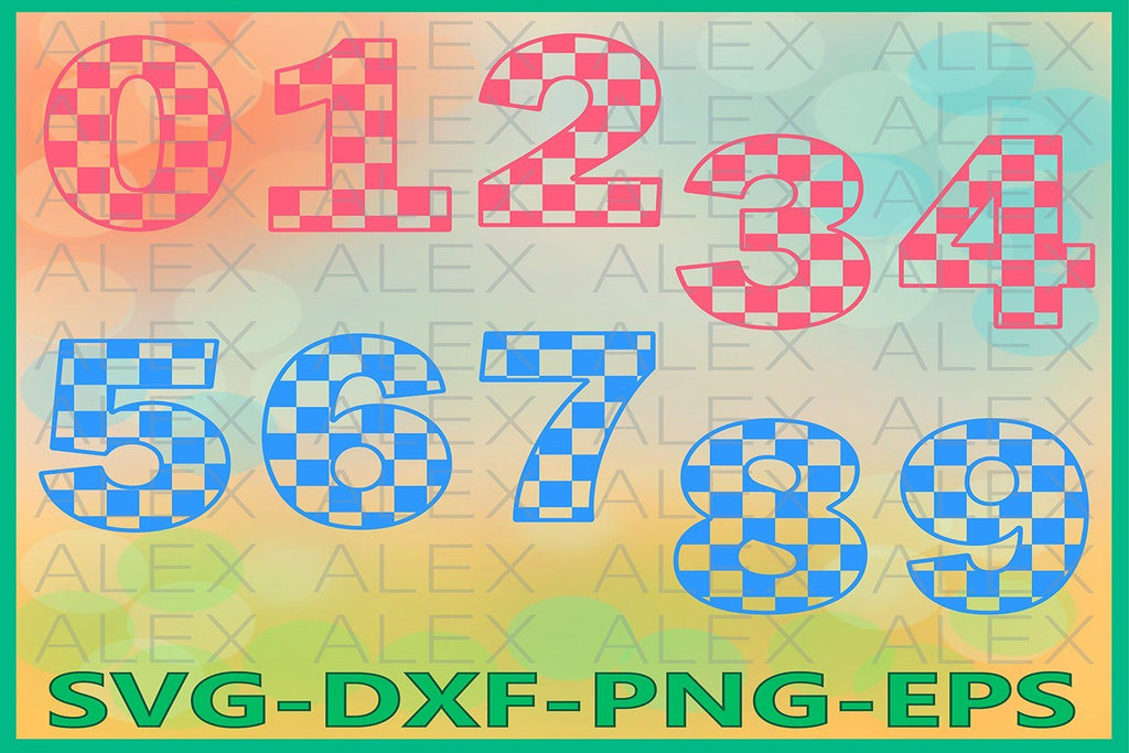 Checkered Numbers Svg - So Fontsy
