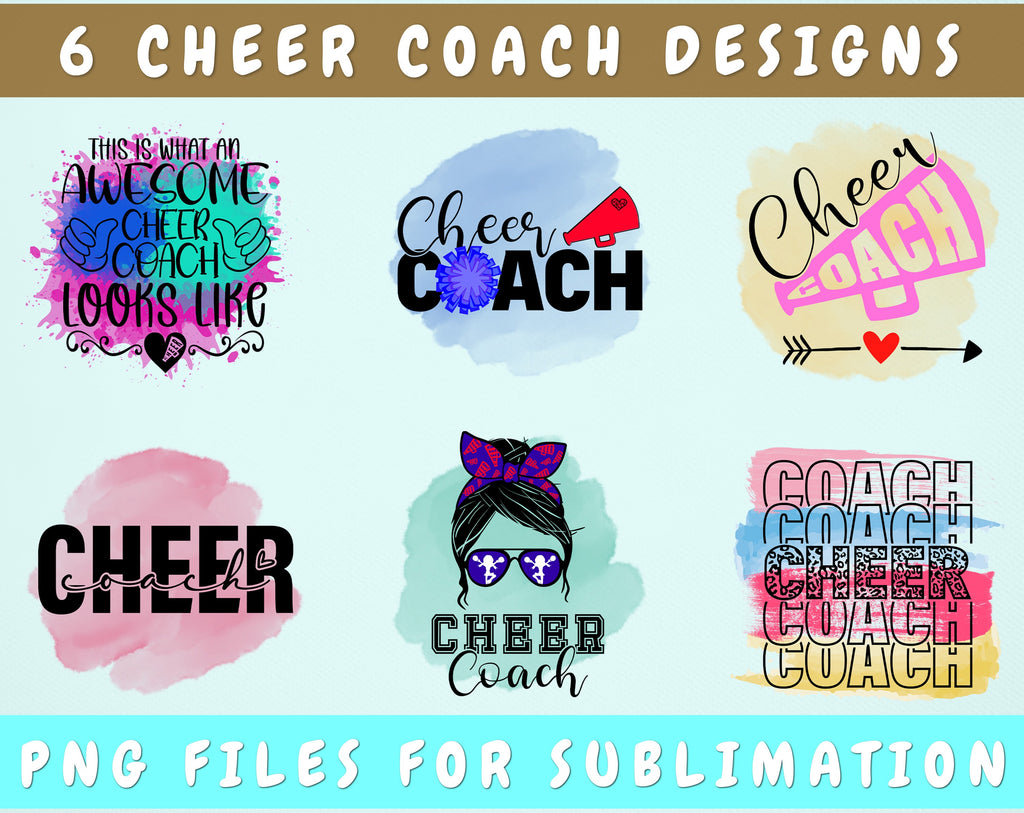 Cheer Coach Sublimation Designs Bundle, 6 Designs, Cheer Coach PNG ...