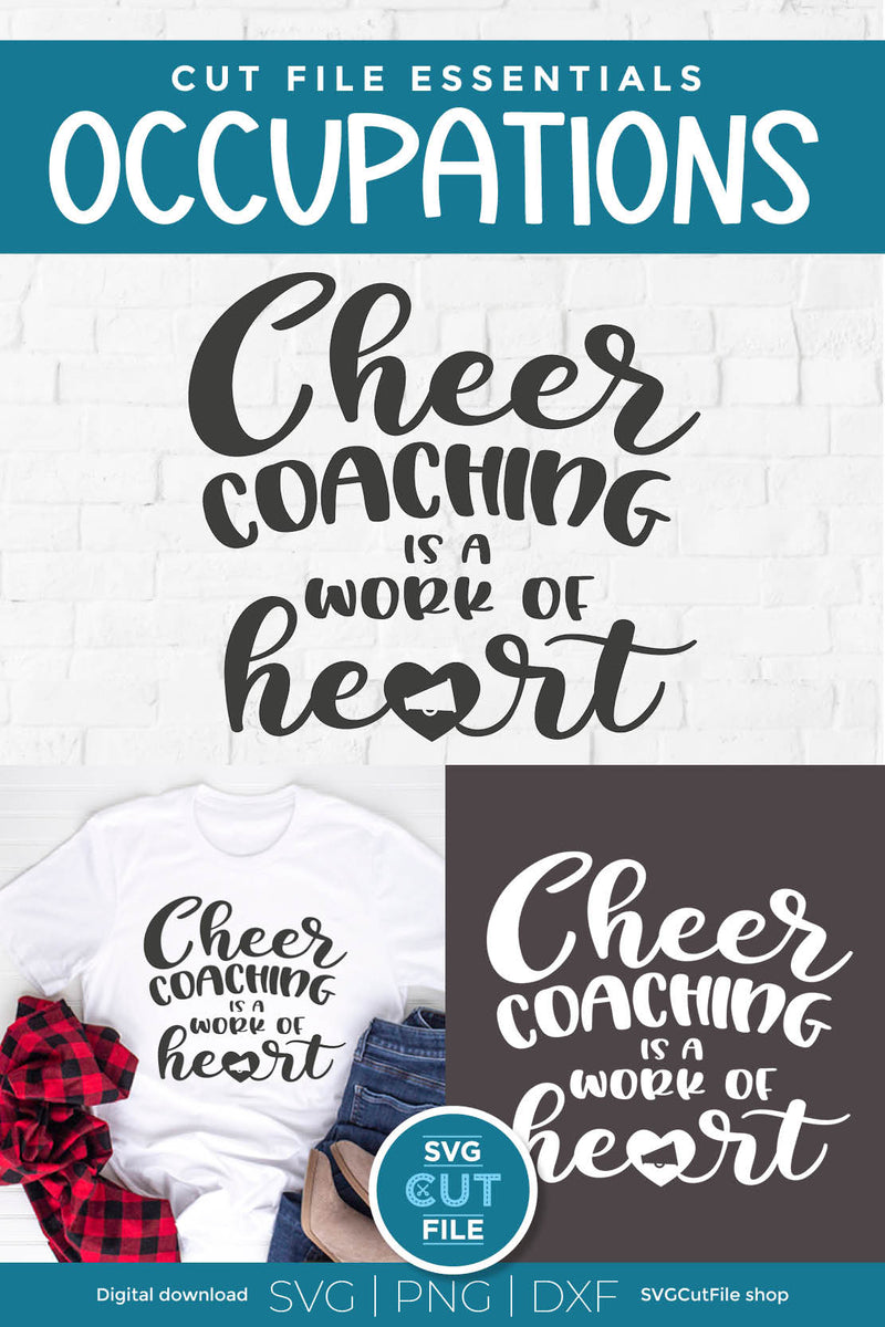 Cheer coach svg, cheer coaching is a work of heart - So Fontsy