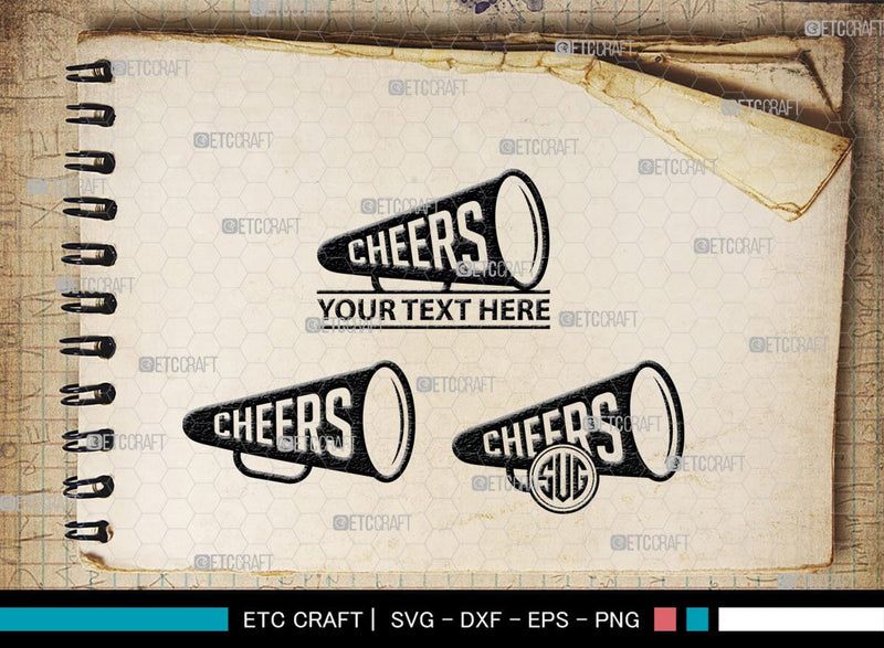 Cheer Megaphone Monogram, Cheer Megaphone SVG, Cheer Silhouette ...