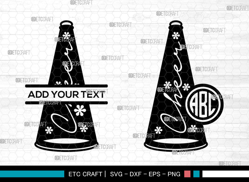 Cheer Megaphone Monogram SVG, Circle Monogram SVG, Megaphone Svg ...