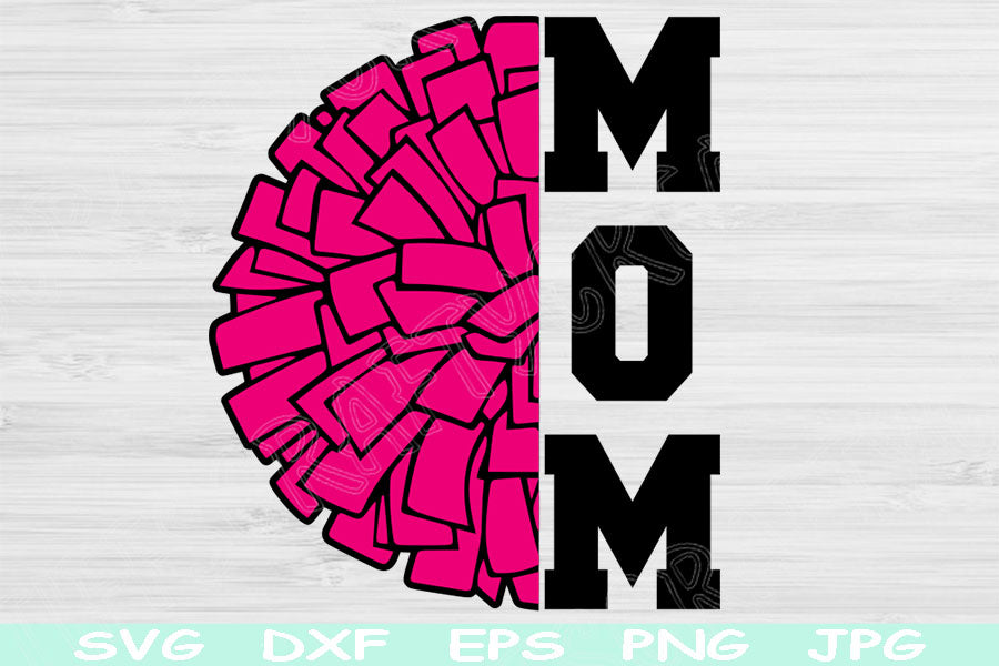 Cheer Mom Svg with Pom Pom for Cheerleader Svg, Dxf, Png For Cricut ...