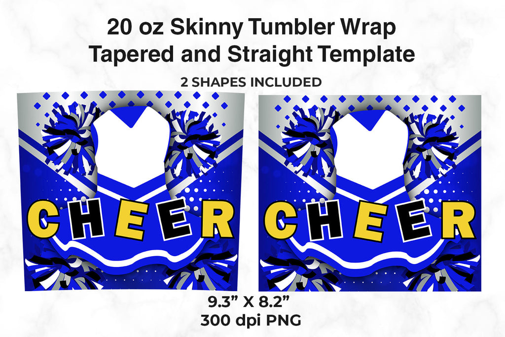 Cheer Royal Blue Uniform 20 oz Skinny Tumbler Wrap Sublimation Design ...