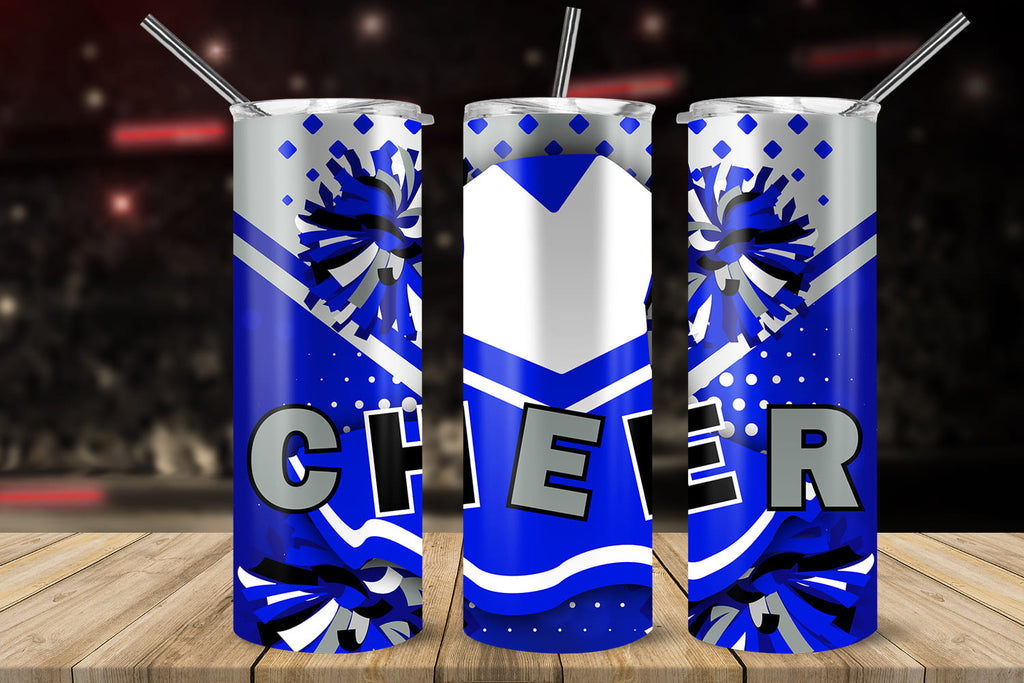 Cheer Royal Blue Uniform 20 oz Skinny Tumbler Wrap Sublimation Design ...
