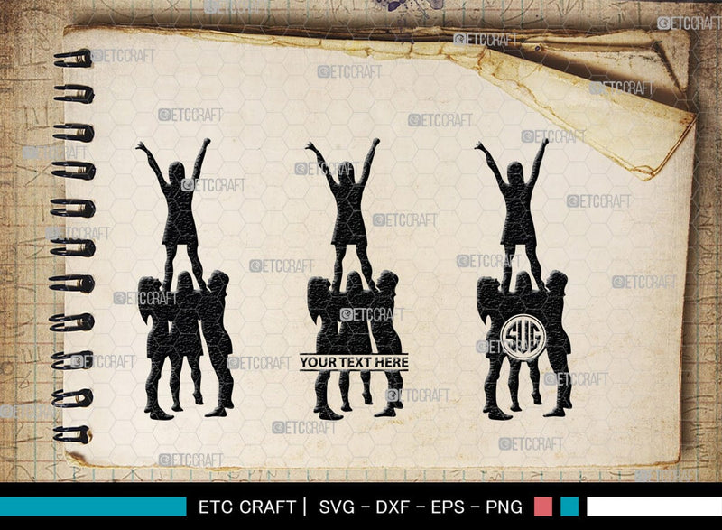 Cheer Stunt Monogram, Cheer Stunt Silhouette, Cheer Leading Svg, Cheer ...