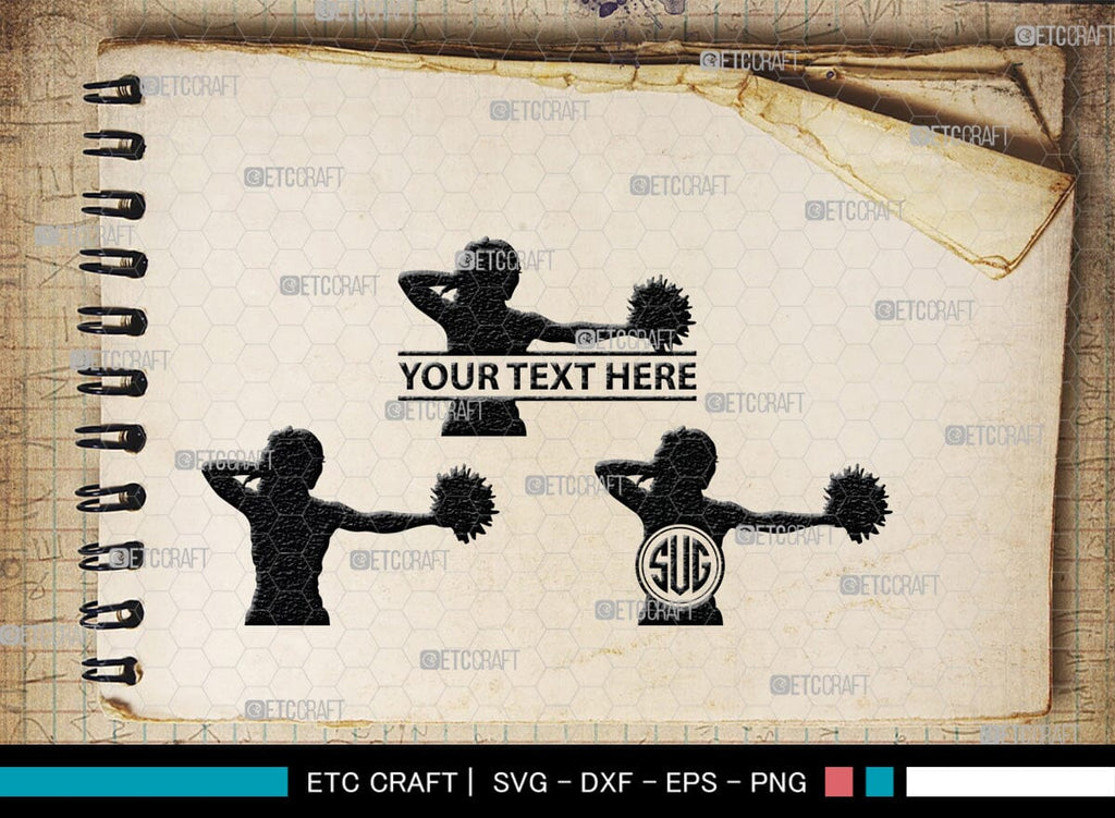 Cheerleader Monogram, Cheerleader Silhouette, Cheerleading Svg, Cheer ...