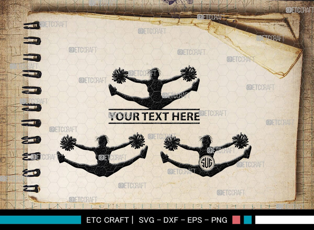 Cheerleader Monogram, Cheerleader Silhouette, Cheerleading Svg, Cheer ...