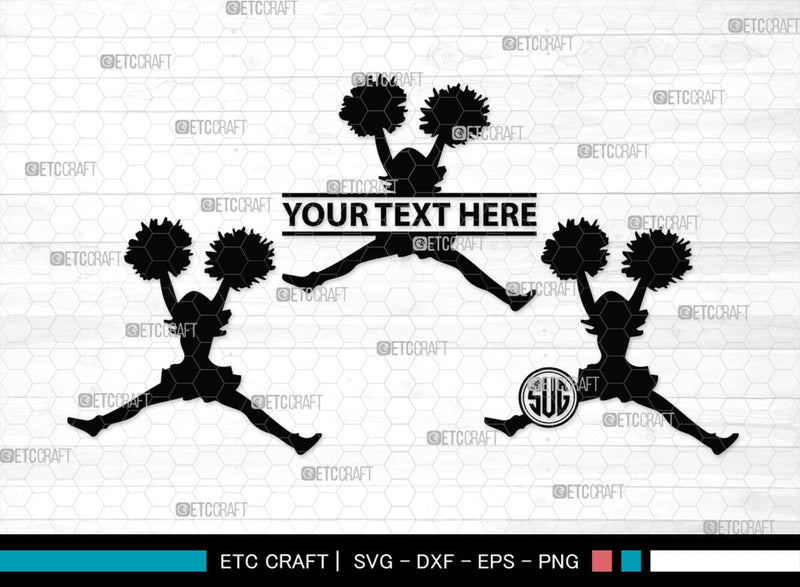 Cheerleader Monogram, Cheerleader Silhouette, Cheerleading Svg, Cheer ...