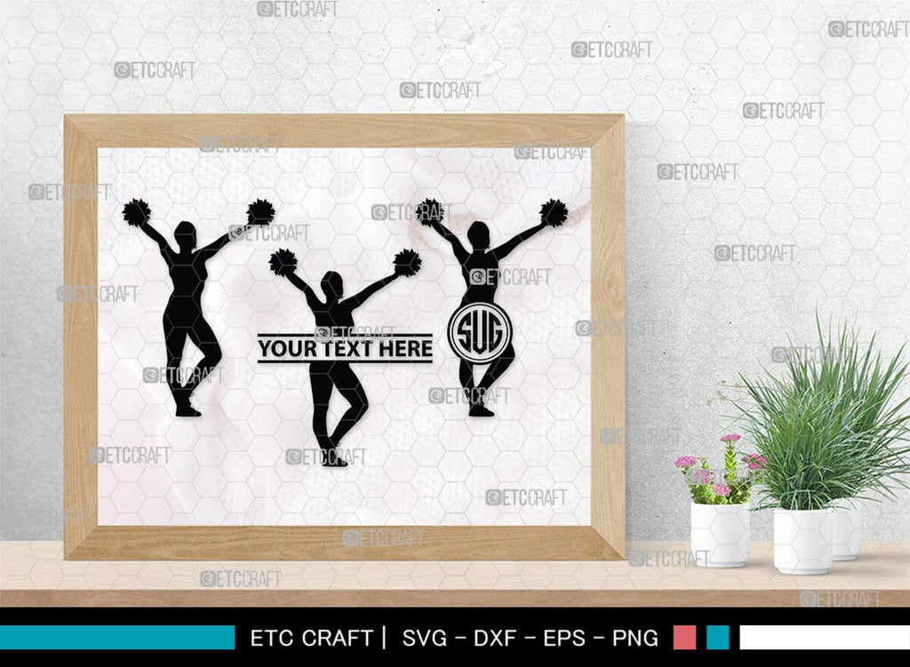 Cheerleader Monogram, Cheerleader Silhouette, Cheerleading Svg, Cheer ...