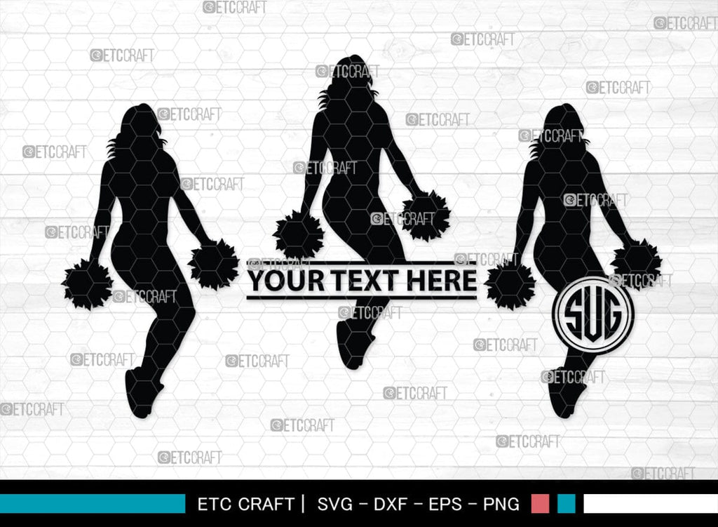 Cheerleader Monogram, Cheerleader Silhouette, Cheerleading Svg, Cheer ...