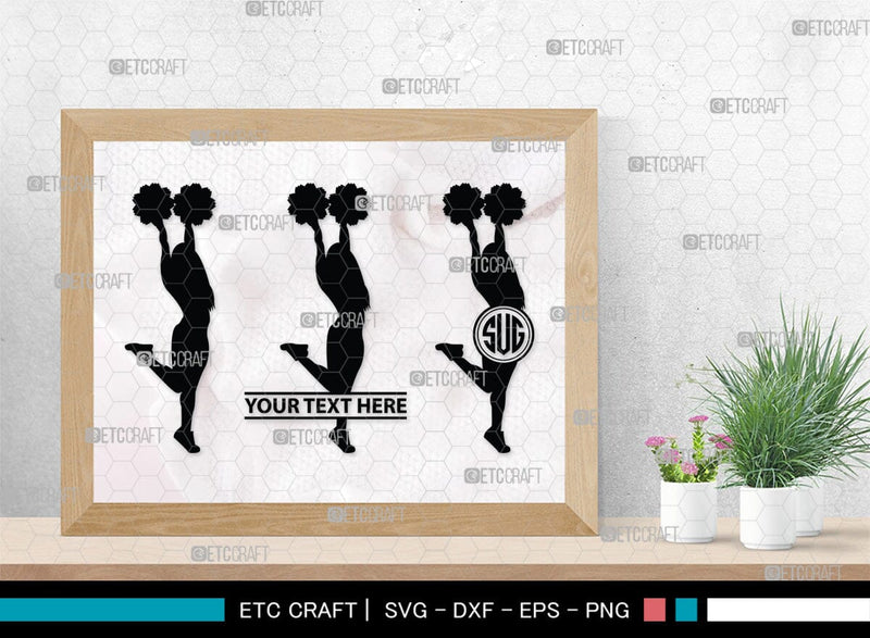 Cheerleader Monogram, Cheerleader Silhouette, Cheerleading Svg, Cheer ...