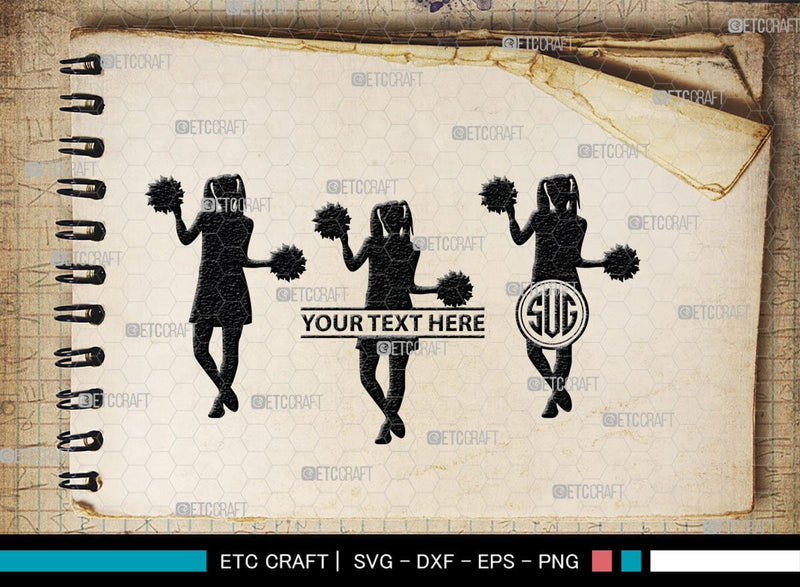 Cheerleader Monogram, Cheerleader Silhouette, Cheerleading Svg, Cheer ...