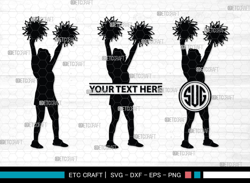Cheerleader Monogram, Cheerleader Silhouette, Cheerleading Svg, Cheer ...