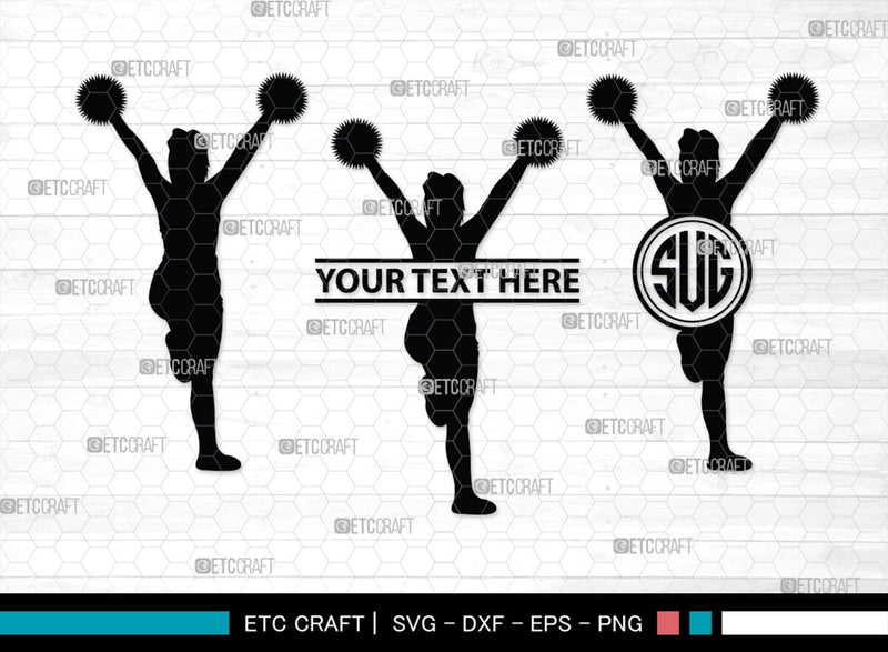 Cheerleader Monogram, Cheerleader Silhouette, Cheerleading Svg, Cheer ...