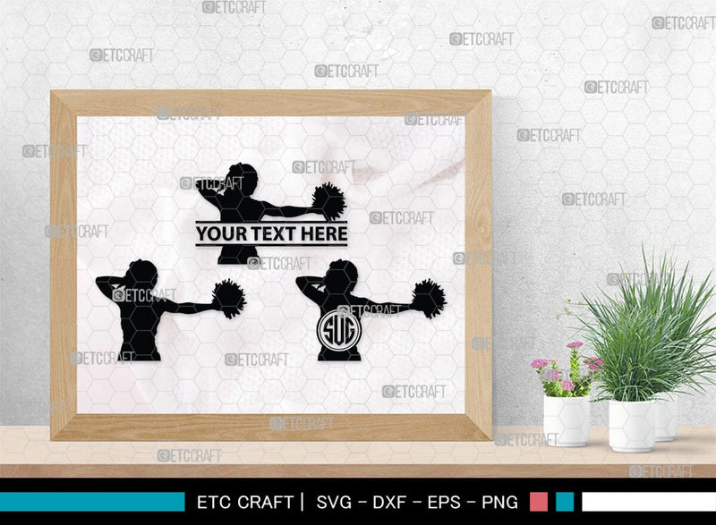 Cheerleader Monogram, Cheerleader Silhouette, Cheerleading Svg, Cheer ...