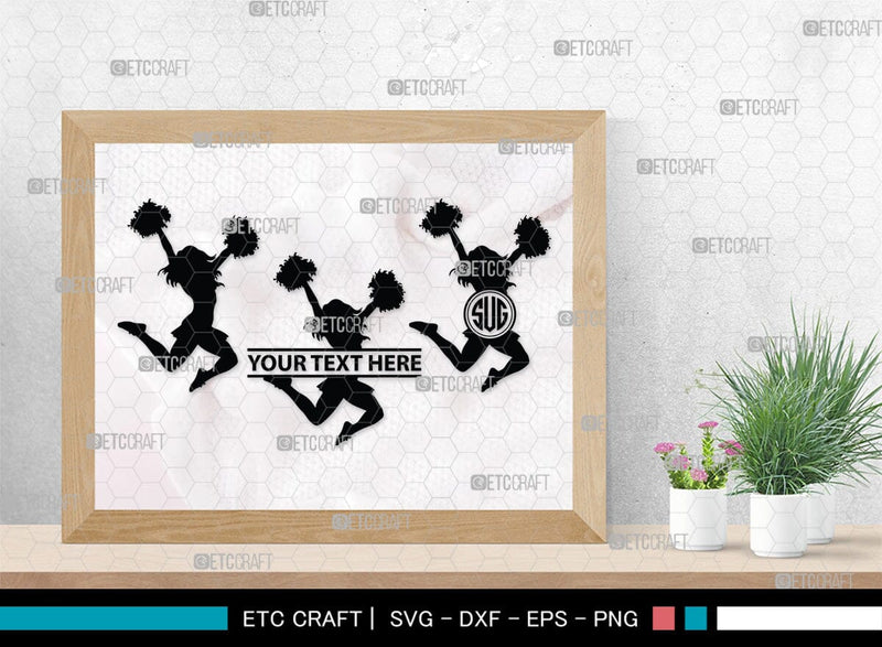Cheerleader Monogram, Cheerleader Silhouette, Cheerleading Svg, Cheer ...