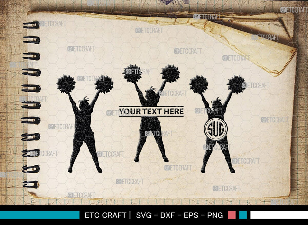 Cheerleader Monogram, Cheerleader Silhouette, Cheerleading Svg, Cheer ...