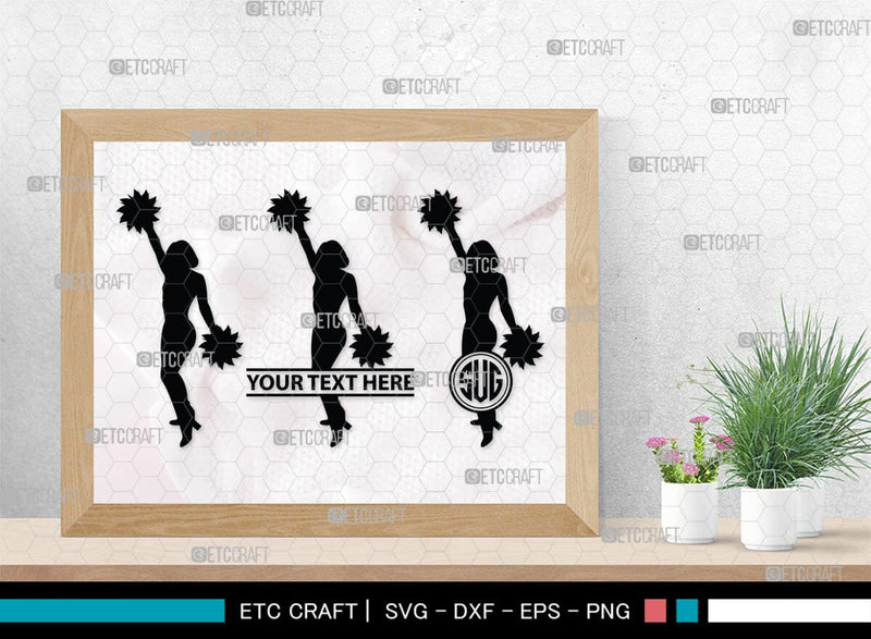 Cheerleader Monogram, Cheerleader Silhouette, Cheerleading Svg, Cheer ...