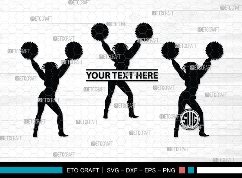 Cheerleader Monogram, Cheerleader Silhouette, Cheerleading Svg, Cheer ...