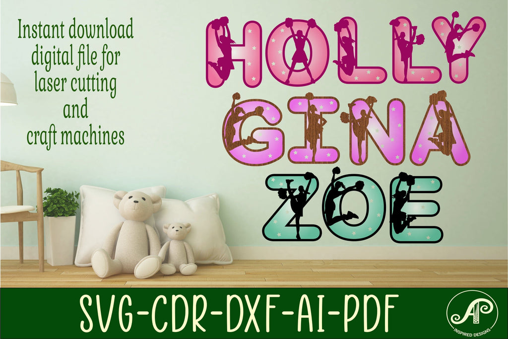 Cheerleading female silhouette letters alphabet set. 49 letters - So Fontsy