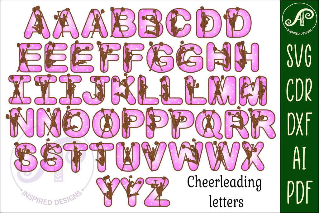 Cheerleading female silhouette letters alphabet set. 49 letters - So Fontsy