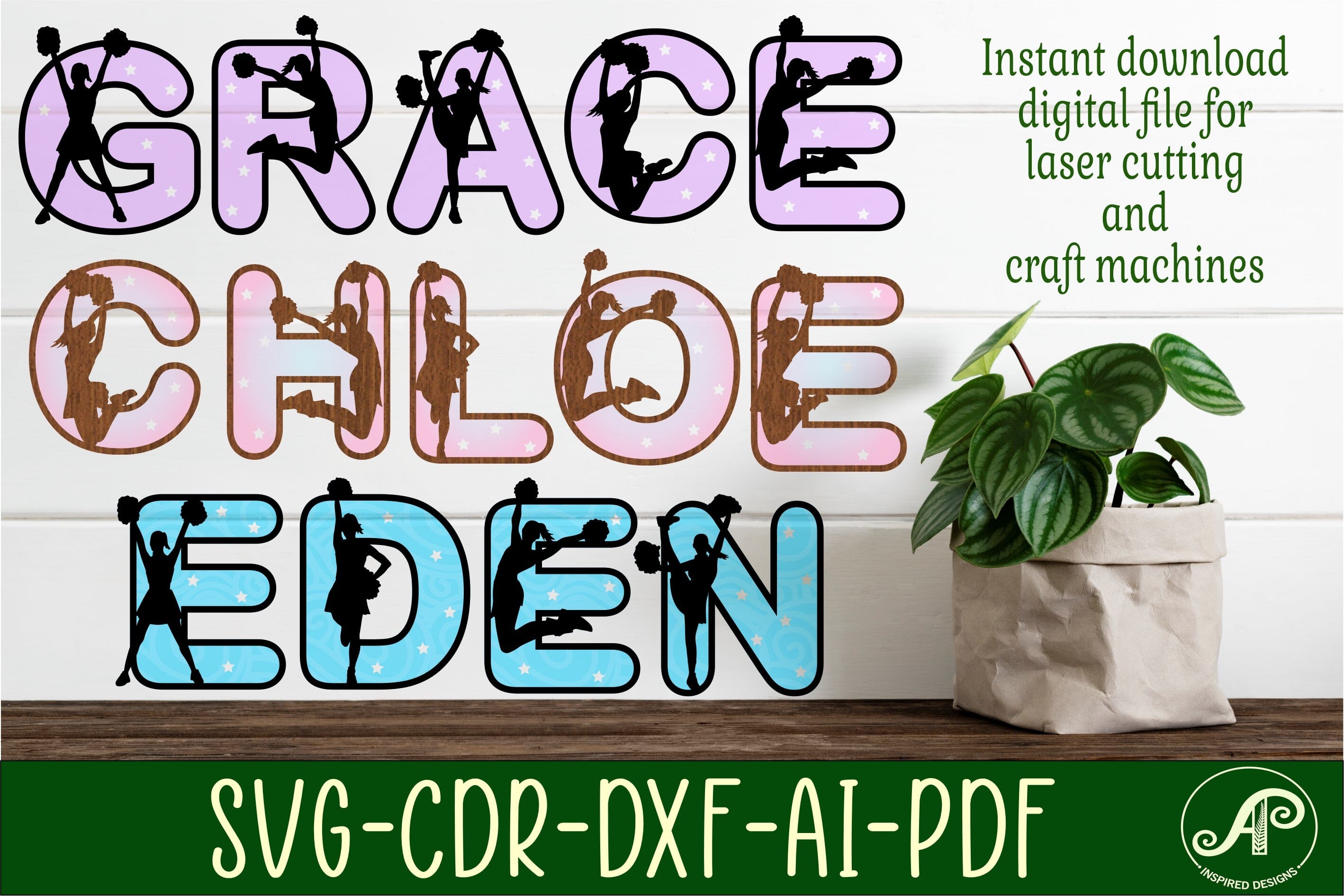 Cheerleading female silhouette letters alphabet set. 49 letters - So Fontsy